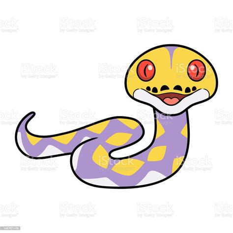 Kartun Python Reticulated Lavender Lucu Ilustrasi Stok Unduh Gambar