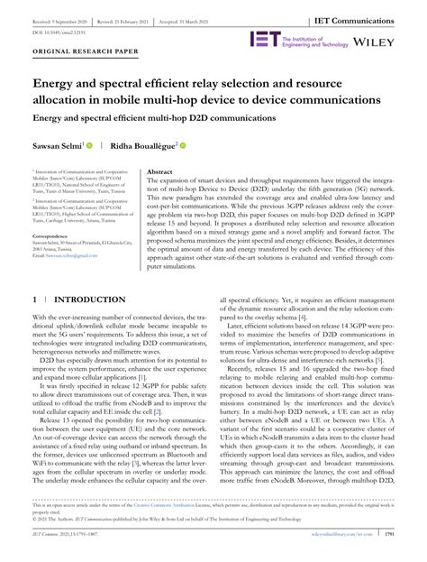 Pdf Energy And Spectral Efﬁcient Relay Selection And Resource Allocation In Mobile Multi Hop