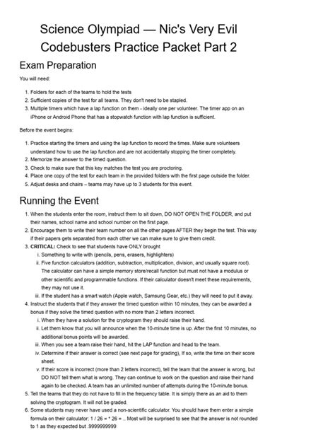 Science Olympiad Codebusters Aristocrat Practace Key Pdf