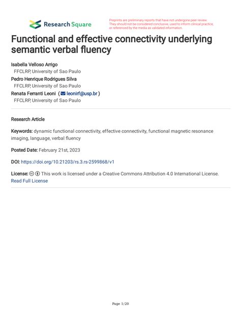 Pdf Functional And Effective Connectivity Underlying Semantic Verbal Fluency