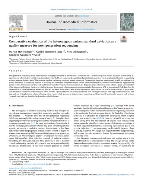 Pdf Comparative Evaluation Of The Heterozygous Variant Standard
