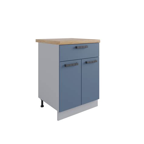 Напольный шкаф без столешницы Ройс С1ЯШ 600 60x81 60x50 40 см 2 ящика фасад синий МДФ каркас