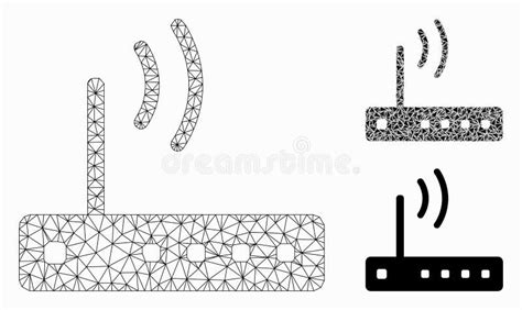 Wi Fi Modem Vector Mesh Carcass Model And Triangle Mosaic Icon Stock