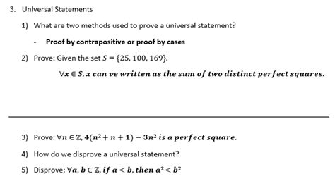 Solved 3 Universal Statements 1 What Are Two Methods Used