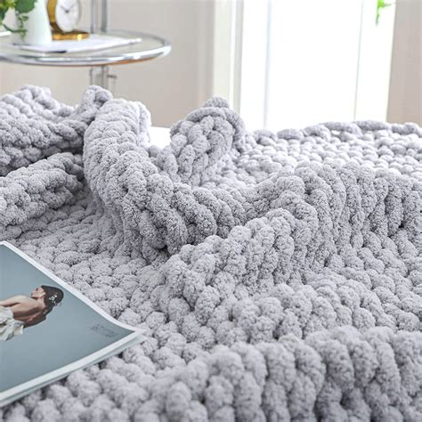Bigacogo Chunky Knit Throw Blanket For Couch 80x90 Inches 100 Hand