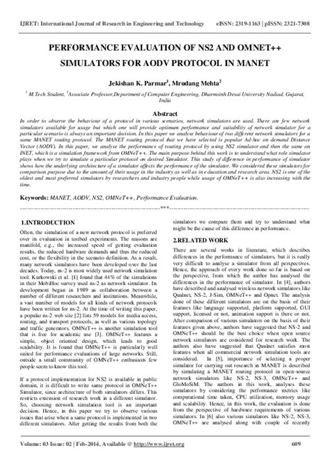 Pdf Performance Evaluation Of Ns2 And Omnet Simulators For Aodv