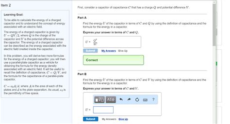 Solved Item 2 First Consider A Capacitor Of Capacitance