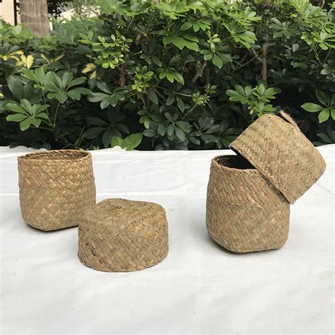 Badu Bg Ръчно изработена плетена кошница за съхранение Малка ратанова кутия за съхранение Държач