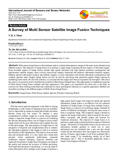 Pdf A Survey Of Multi Sensor Satellite Image Fusion Techniques