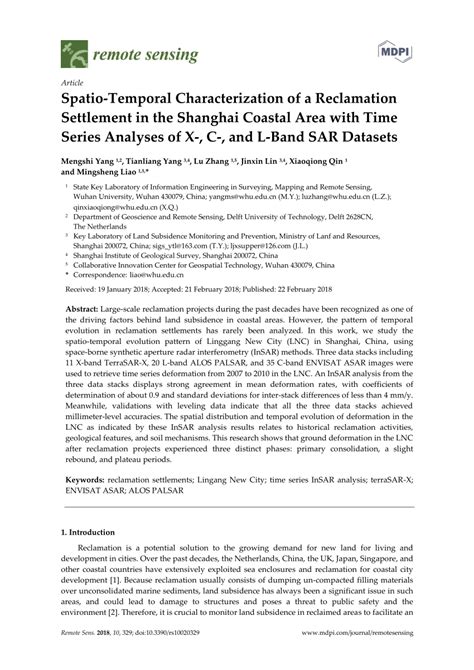 Pdf Spatio Temporal Characterization Of A Reclamation Settlement In The Shanghai Coastal Area
