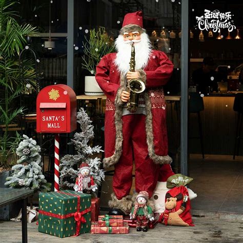 대형 산타 클로스 크리스마스 춤추는 소품 색소폰 산타할아버지 장식 A 1개 화로대 쿠팡