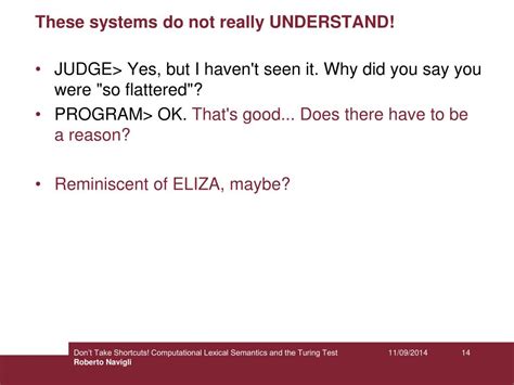 Ppt Dont Take Shortcuts Computational Lexical Semantics And The Turing Test Powerpoint