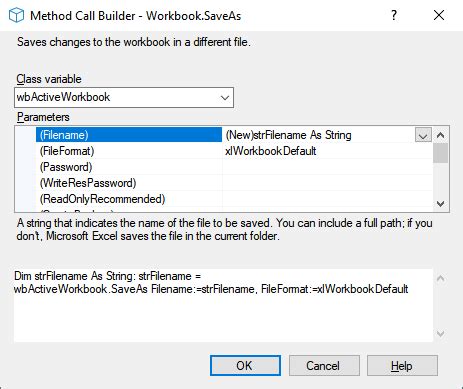Workbook SaveAs Excel VBA