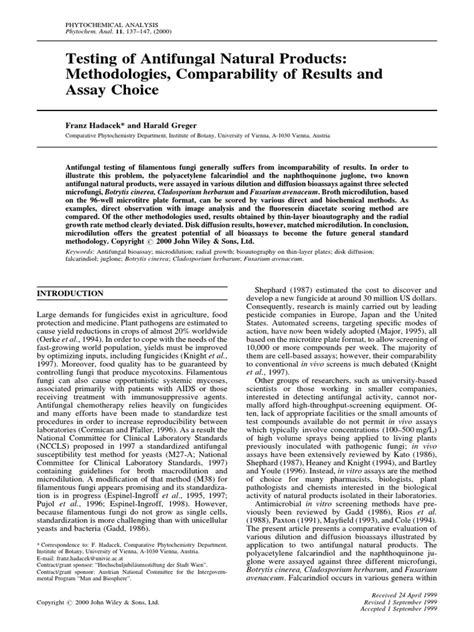 Testing Of Antifungal Natural Products M Pdf Thin Layer
