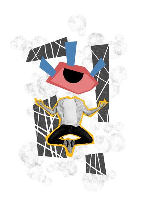 Composite Collage Picture Image Of Man Lotus Meditate Fly Eye Instead Head Vision Watch Look