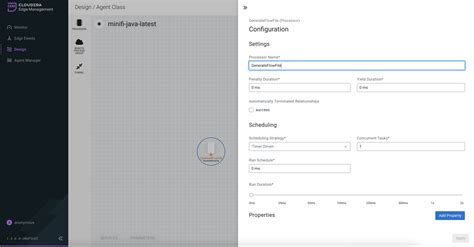 configuring a processor in cloudera edge management
