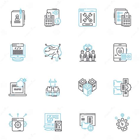 data encryption linear icons set cryptography security privacy