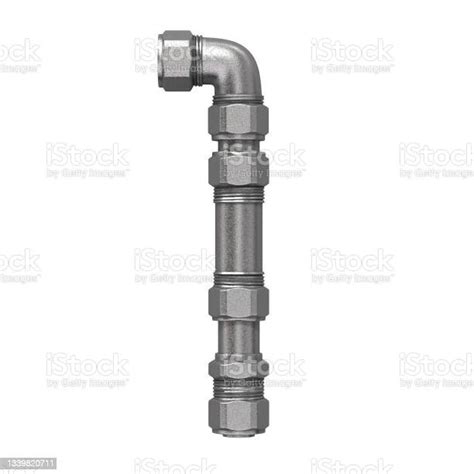 흰색 배경에 고립 된 철 물 파이프로 만든 산업용 알파벳 번호의 3d 렌더링 3차원 형태에 대한 스톡 사진 및 기타 이미지