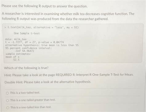 Solved Please Use The Following R Output To Answer The