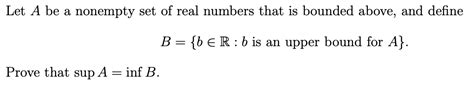 solved let a be a nonempty set of real numbers that is