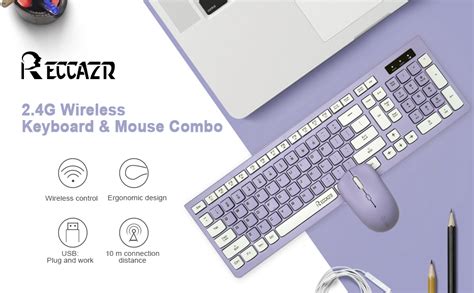 Reccazr Wireless Keyboard And Mouse Combo Full Sized Wireless Keyboard And