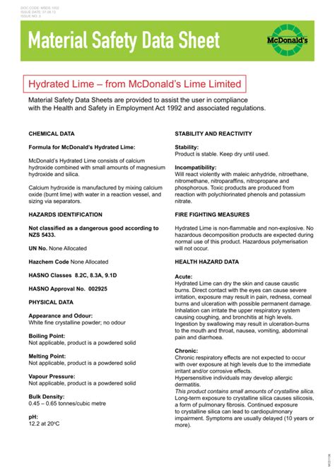 Material Safety Data Sheet