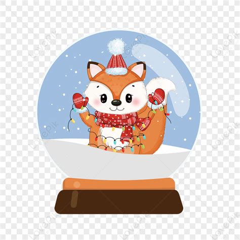 크리스마스 일러스트 수정 구슬 귀여운 여우 요소 새해 빨간 Png 일러스트 무료 다운로드 Lovepik