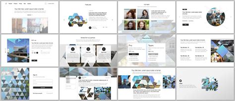 웹 사이트 디자인 프리젠 테이션 포트폴리오를위한 벡터 템플릿 삼각형 프리젠 테이션 슬라이드 전단지 전단지 브로셔 커버삼각형 패턴템플릿 사진 촬영 장소가있는 배경 프리젠테이션