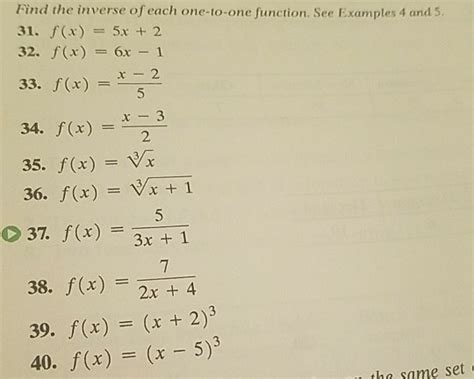 solved find the inverse of each one to one function see