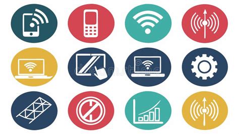 Mobile And Wifi Icons Set Communication And Technology Themed Designs Vector Design Generative