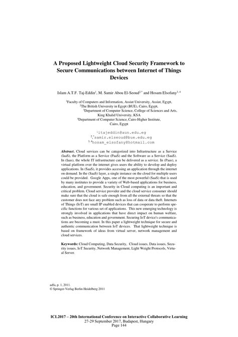 Pdf A Proposed Lightweight Cloud Security Framework To Secure Communications Between Internet