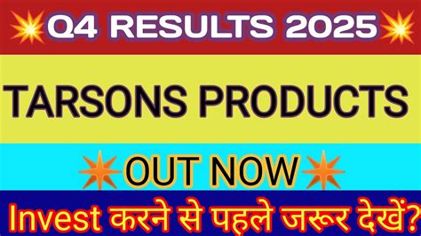 Tarsons Products Q4 Results 🔴 Tarson Product Result 🔴 Tarson Share