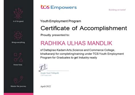 Radhika Mandlik On Linkedin Hello Connections I Have Completed Training Under Tcs Youth