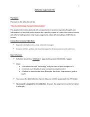 Reflection Assignment Docx Reflection Assignment The Basics The Topic For The