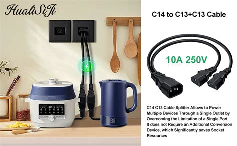 Hualisiji C14 To Dual C13 Power Cord 10a 250v Iec C14 To 2 X Iec C13
