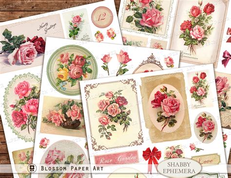 Vintage Rose Ephemera Printable Victorian Roses For Junk Journal