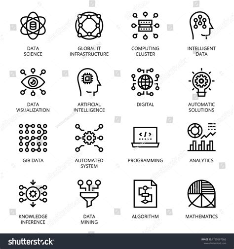 Data Science Outline Icons Stroke Vector Stock Vector Royalty Free