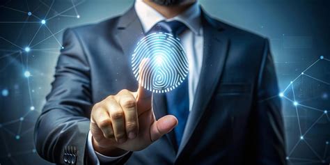 Businessman Using Fingerprint Identification To Access Personal Business And Finance Data
