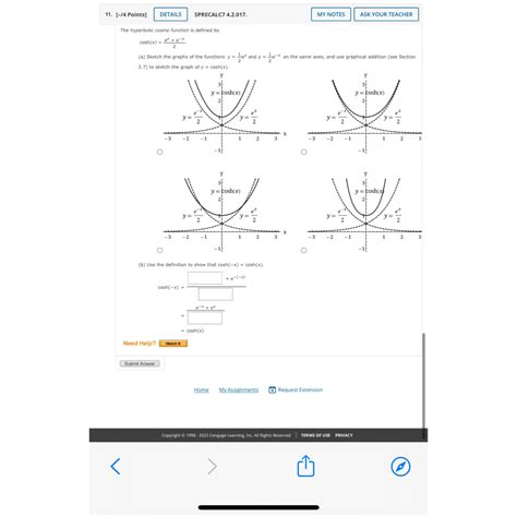 Solved Points] Nsprecalc7 4 2 017 Nthe Hyperbolic Cosine