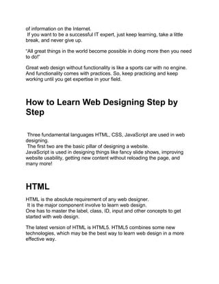 How to Learn Web Designing Step by Step From Basics in 2018 | PDF