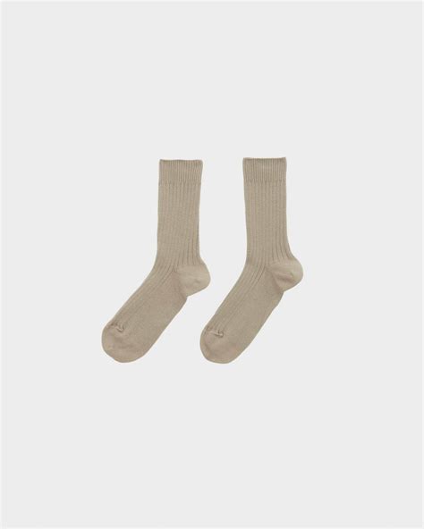 Rib Overankle Socks In Furo Beige Organic Cotton Rib Baserange