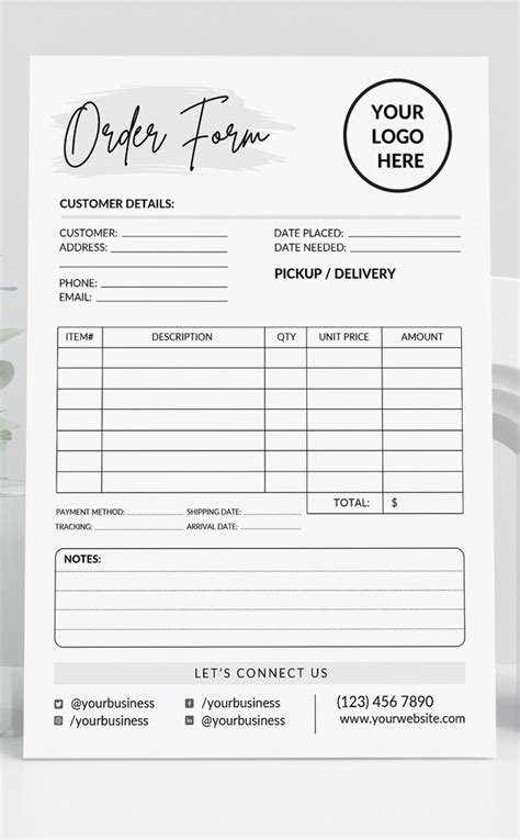 custom order form template order form template templates custom