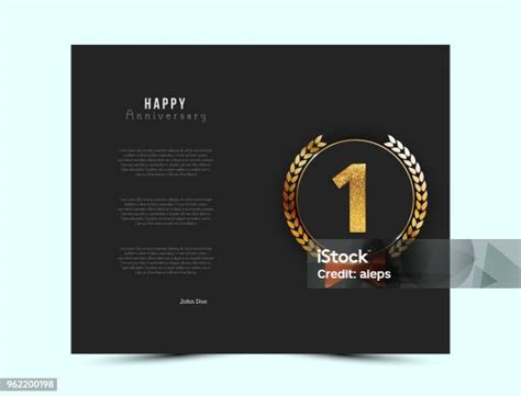 금색과 빨간색 요소와 1 주년 기념 블랙 카드 1 년 축제 초대장 카드 인사말 기념일에 대한 스톡 벡터 아트 및 기타 이미지 기념일 0명 검은색 Istock
