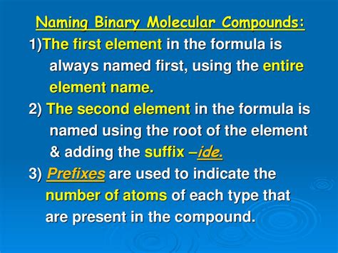 Binary Molecular Compounds: - ppt download