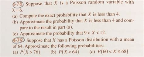 Solved 78 Suppose That X Is A Poisson Random Variable With
