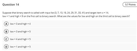 Solved Suppose That Binary Search Is Called With Input List Chegg