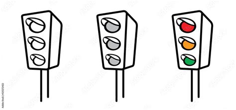 Vecteur Stock Stoplight Cartoon Comic Street Traffic Light Drawing