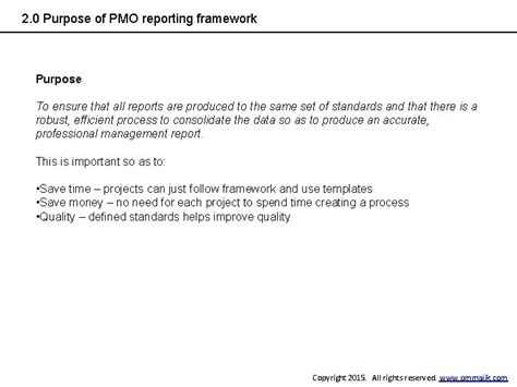 Project Management Office Pmo Reporting Framework Author Pm