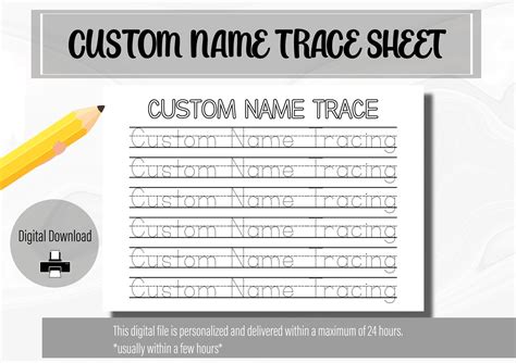 Personalized Name Tracing Sheet Custom Name Trace Prebabe Letter Activity Sheet Homebabe