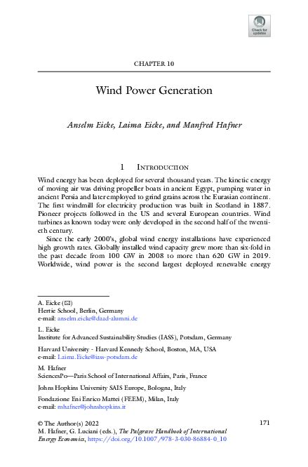 Pdf Wind Power Generation
